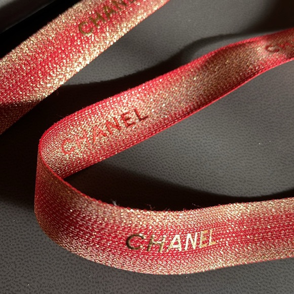 CHANEL | Accessories | New Gorgeous Chanel Red And Gold Holiday Ribbon ...